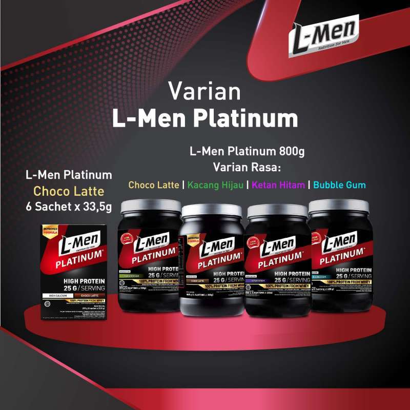 Promo L-men Platinum Refill Choco Latte 800g - Suplemen Tinggi Whey ...