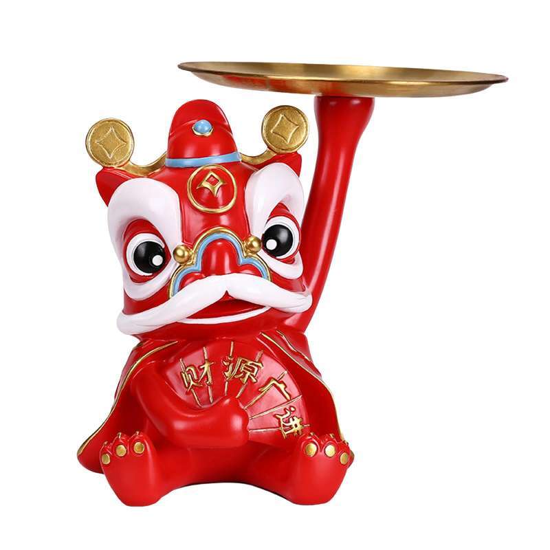 Promo Chinese Lion Figurine Resin Statue Storage Tray Door Entrance ...