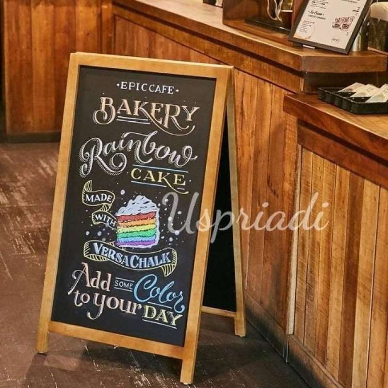 Promo Papan Tulis Kapur 2 Muka Papan Board Kayu Papan Menu Cafe ...