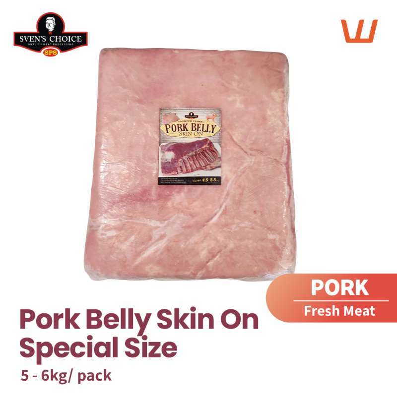 Jual Pork Belly Skin On Square Cut Premium Special Big Size Whole 5-6kg ...