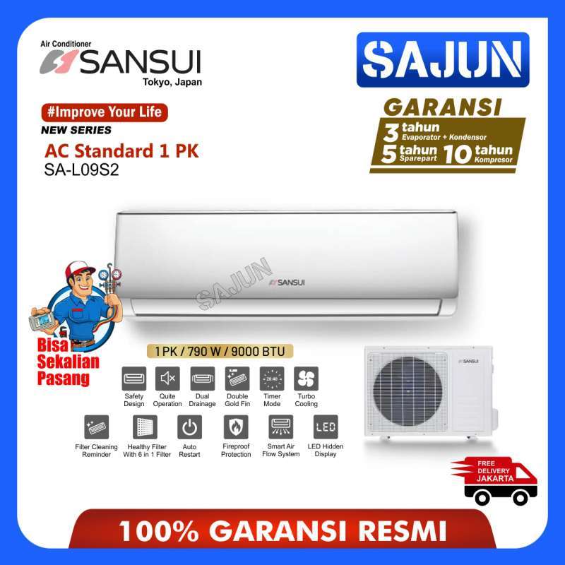 Promo Sansui Japan Ac Split 1 Pk Standard R32 Sa-l09s2 Diskon 5% Di ...