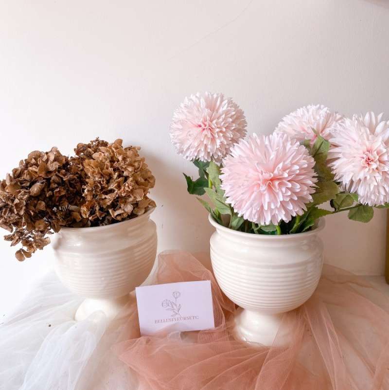 Promo VAS GOMA round flower ceramic vase/ vas bunga keramik kecil unik ...