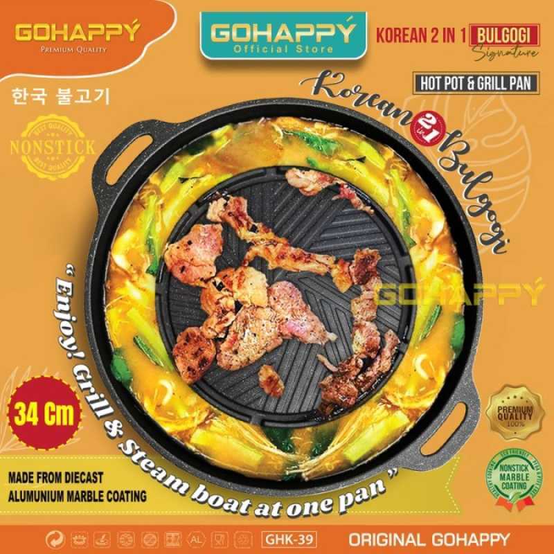 Jual Gohappy Bulgogi Pan 2 in 1 Panci grill GHK39 Steamboat shabu Suki ...