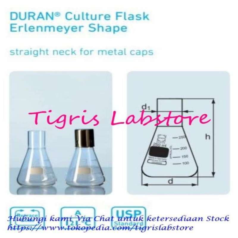 Promo Duran Culture Flask, Erlenmeyer Shape 250ml 217713603 Tigrislab ...