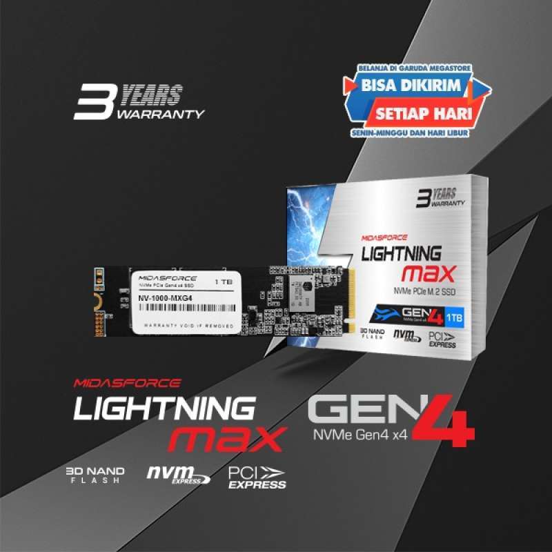 Jual Nvme 1tb Gen 4 Midasforce Lightning Max Ssd Nvme Pcie Gen4 1tb Di ...