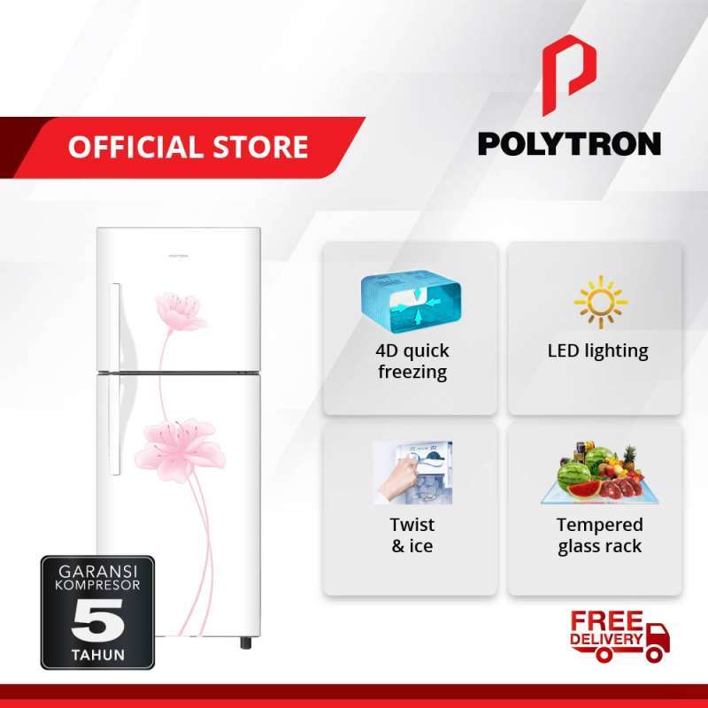 Jual Polytron Metal Series 2 Doors Refrigerator 210 Litres Prx 212w Di ...