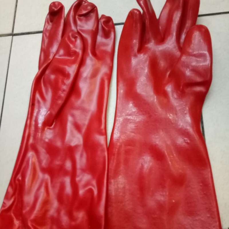 Jual Sarung Tangan Kimia Bahan Pvc Merah 16 Inch Di Seller Celestee ...
