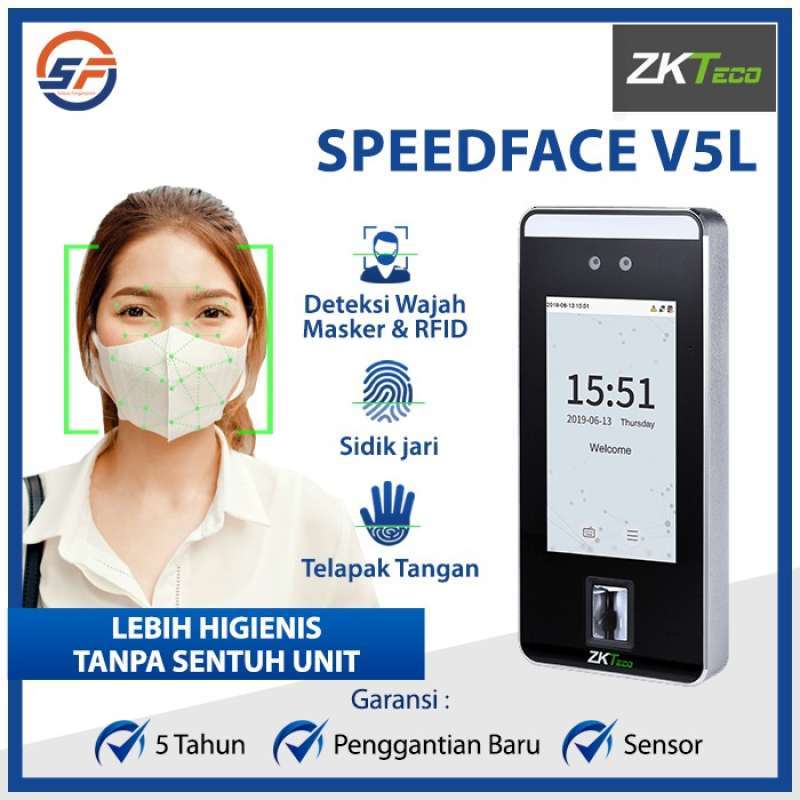 Jual Mesin Absensi Fingerprint Zkteco Speedface V5l Mifare / Proxy Garansi Di Seller Bantong ...