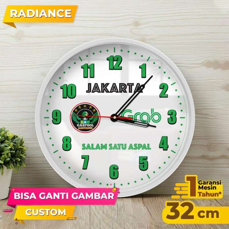 Jual Jam Dinding Ojol Komunitas Motor Hadiah Kenang Kenangan Grab Gojek ...