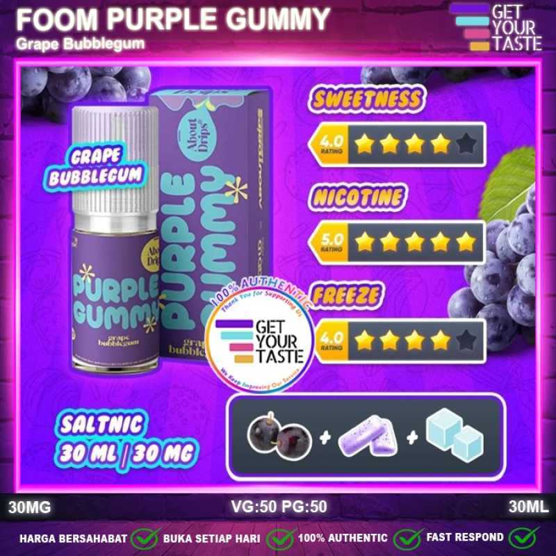Jual Liquid Foom Purple Gummy Grape Bubblegum Salt Nic 30ML by Aboutdrips x FOOM Lab di Seller ...
