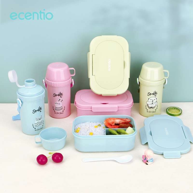 Promo Ecentio Lunch Box Anak/tempat Makan Kotak Makan Set 650ml Botol ...