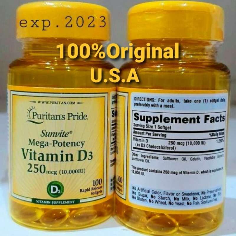 Jual Puritan's Pride Vitamin D3 - 10000iu 100 Softgels Vitamin D3 10000 Iu Di Seller Afifah Tick ...