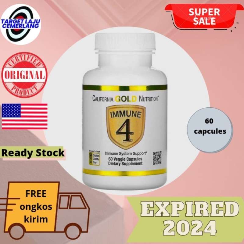 Promo CALIFORNIA GOLD NUTRITION IMMUNE 4(VIT C,D3,ZINC,SELENIUM) 60 VEG ...