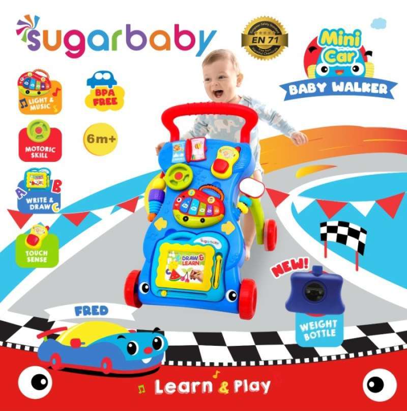 Jual Sugar Baby - Mini Car Push Walker Baby Walker (with Weight Bottle ...