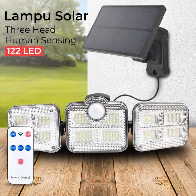 Promo OOBEST Lampu Solar 122 LED Three Head Human Sensing Remote ...