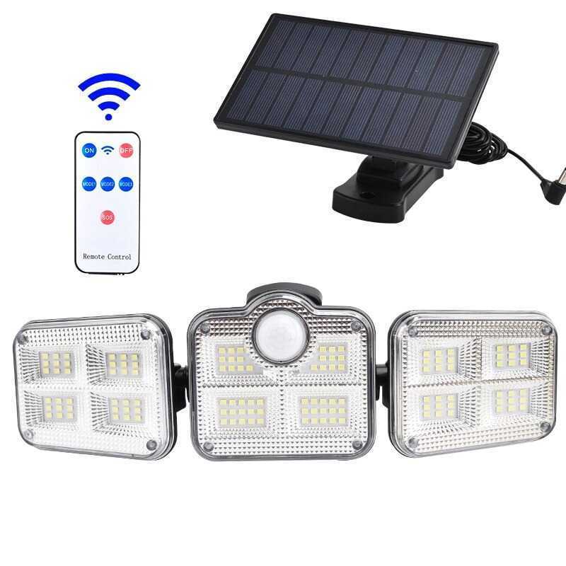 Promo OOBEST Lampu Solar 122 LED Three Head Human Sensing Remote ...