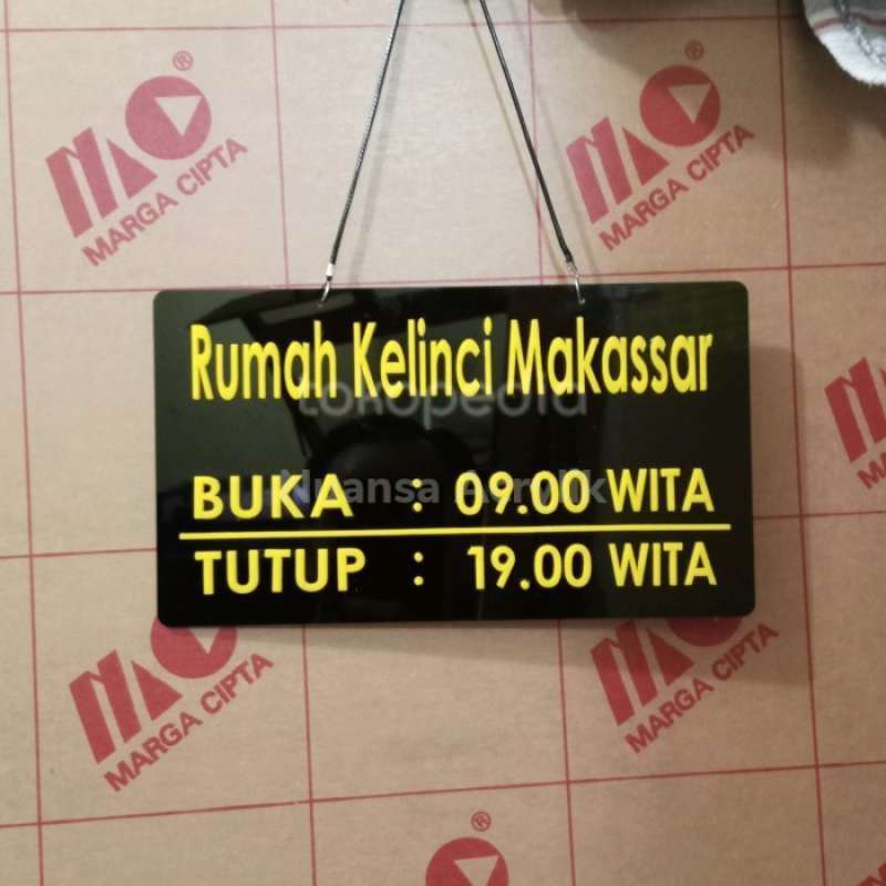 Promo Custom Nama Toko / Resto / Kafe/ Jam Buka Tutup Sign In Acrylik ...