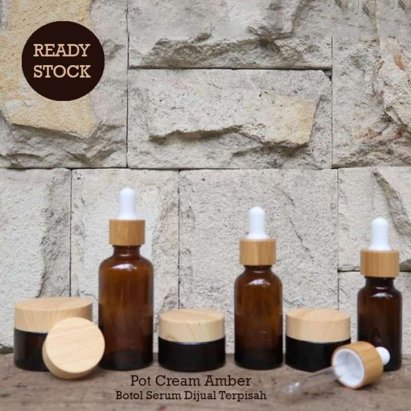 Jual Botol Kosong Wadah Cream Gel Pot Kosmetik Jar Kaca Amber 50ml 50 ...