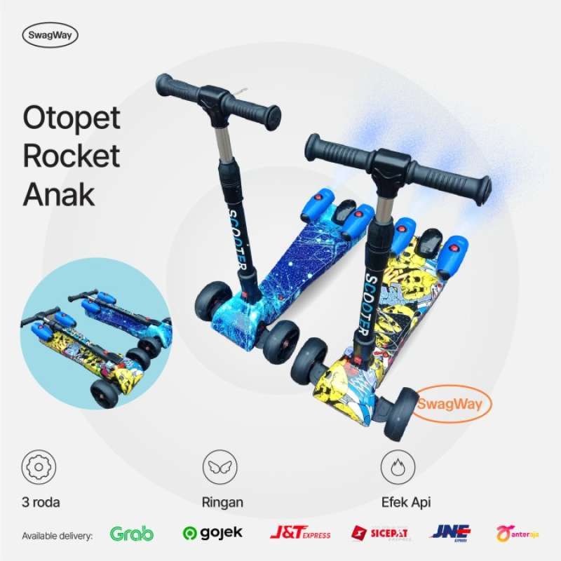 Promo Skuter Jet Anak Elektrik Scooter Rocket Api Asap 3 Roda Pedal ...