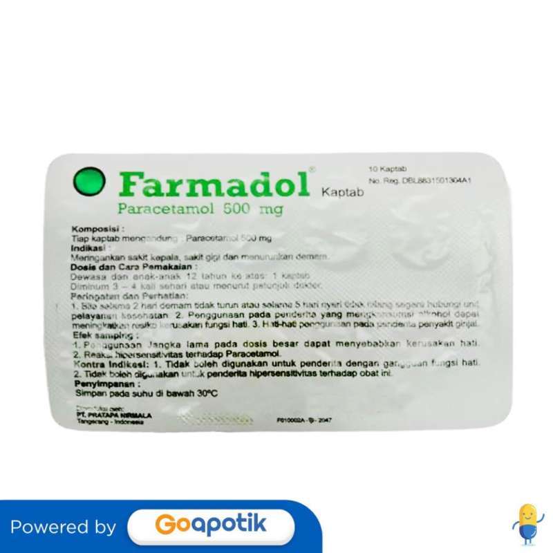 Jual FARMADOL 500 MG STRIP 10 TABLET di Seller Apotek Duta Farma II ...