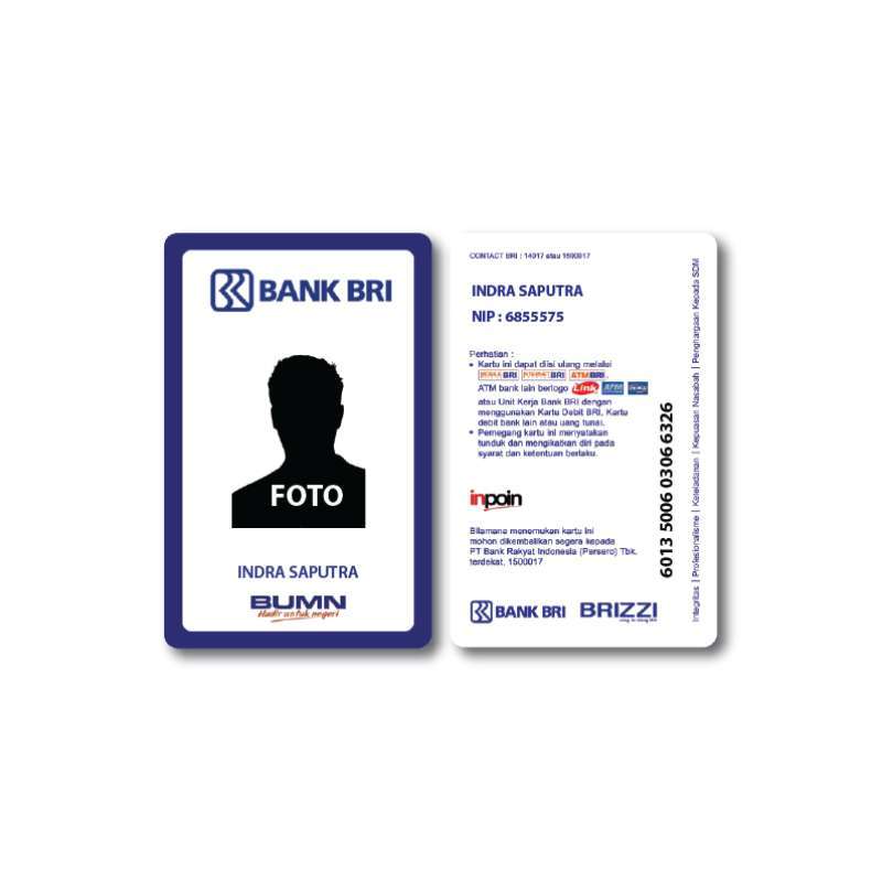 Jual Kartu BRI BRIZZI Kartu ID Card Kartu Tanda Pengenal Bank BRI Kartu ...