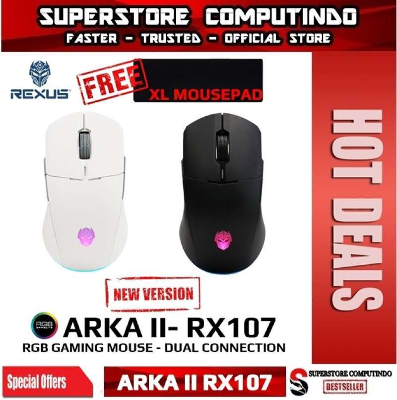 Promo Rexus Arka II RX-107 Dual Connection - RGB Wireless Gaming Mouse ...