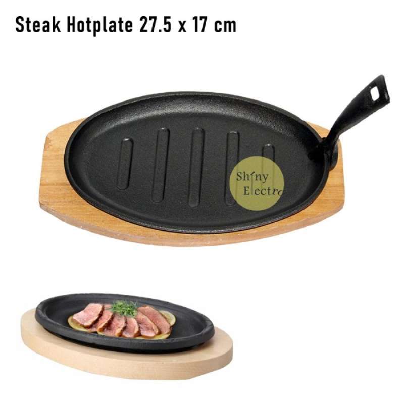 Jual Steak Hot Plate Hotplate Wadah Wajan Garis Daging Grill + Alas ...