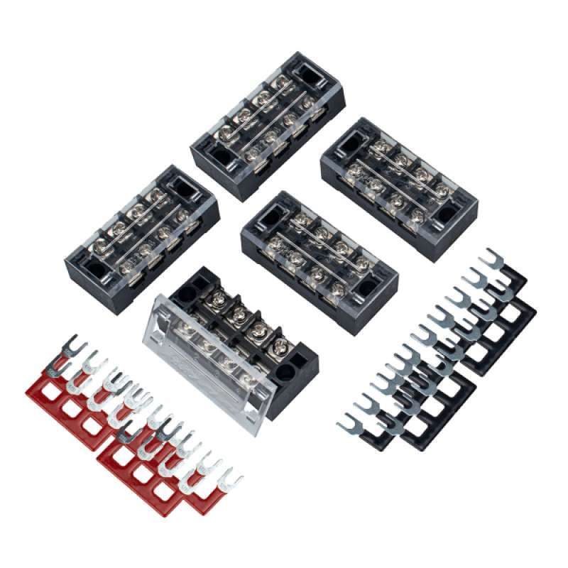 Promo 4 Positions Screw Terminal Strip Blocks 600V 25A Pre Insulated ...