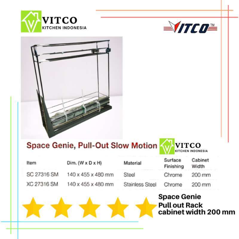 Jual Space Genie Pull Out Slow Motion Rack Vitco / Rak Dapur Kabinet ...