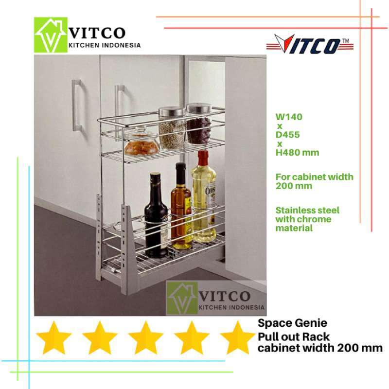Jual Space Genie Pull Out Slow Motion Rack Vitco / Rak Dapur Kabinet ...