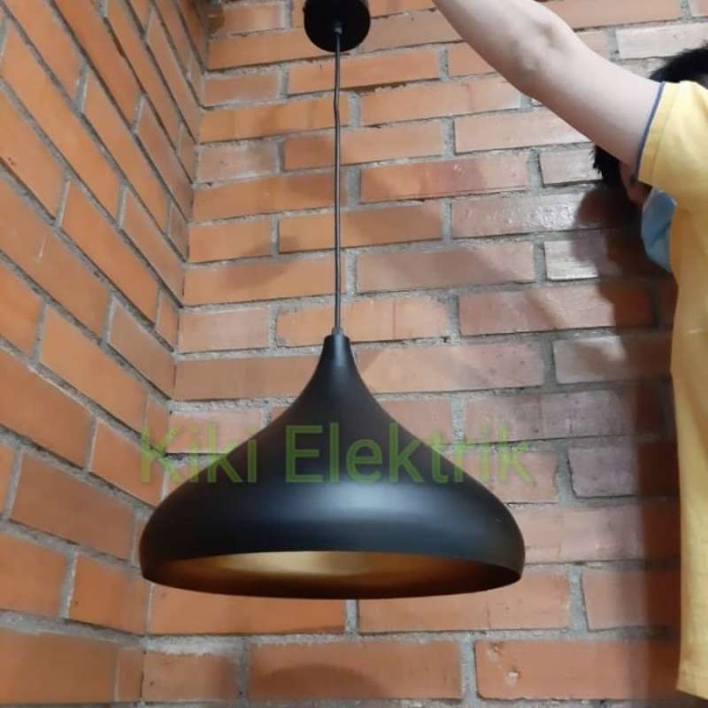Promo Kap Lampu Gantung Modern Minimalis Model Bawang 31 cm / Black + Gold Diskon 23% di Seller ...