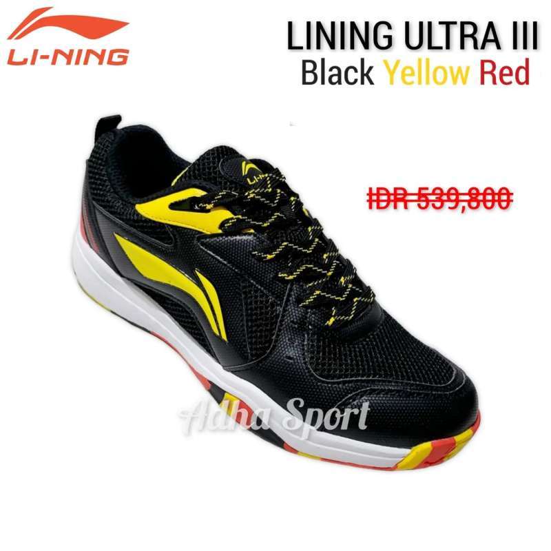 Jual Sepatu Badminton Lining Ultra Iii / 3 Black Yellow Red Original ...
