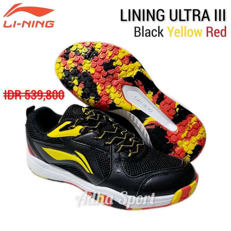 Jual Sepatu Badminton Lining Ultra Iii / 3 Black Yellow Red Original ...