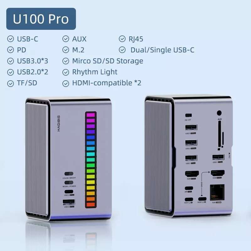 Jual Hagibis Usb C Docking Station With Dual Hdmi-compatible M.2 Ssd ...