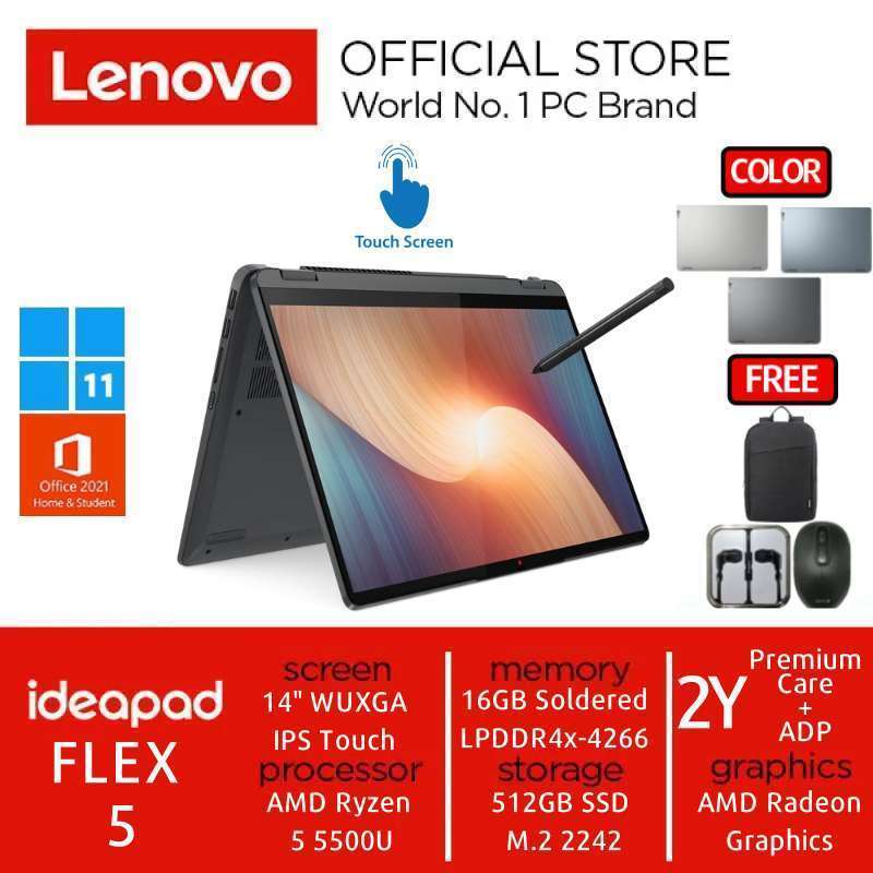 Jual Lenovo IP Flex 5 AAID 3XID 3YID Laptop 2 in 1 [AMD Ryzen 5-5500U/16GB/512GB SSD/14Touch/Win ...
