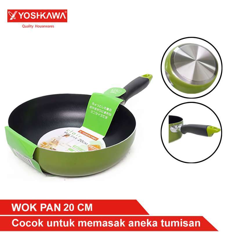 Jual YOSHIKAWA Teflon/Wajan Tumis 20 CM Wok Pan Hijau di Seller House Of Marley - Duri Kepa ...