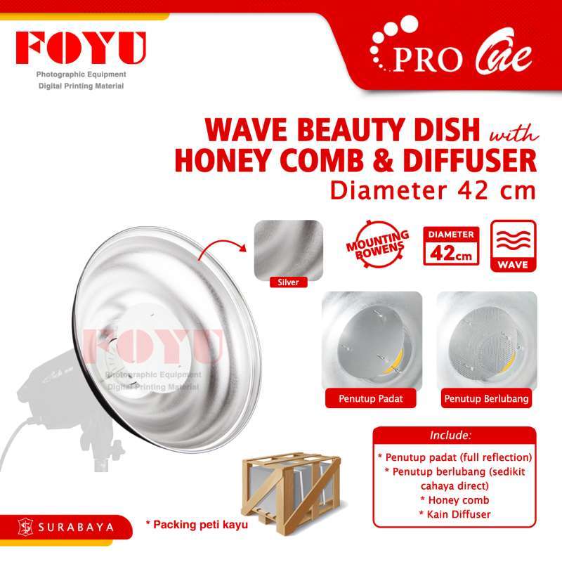 Jual Wave Beauty Dish Pro One Dengan Honey Comb dan Diffuser Diameter ...