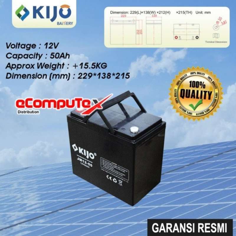 Jual Baterai Ups Vrla 12v 50ah Kijo / Battery Aki Kering 12 Volt 50 Ah ...