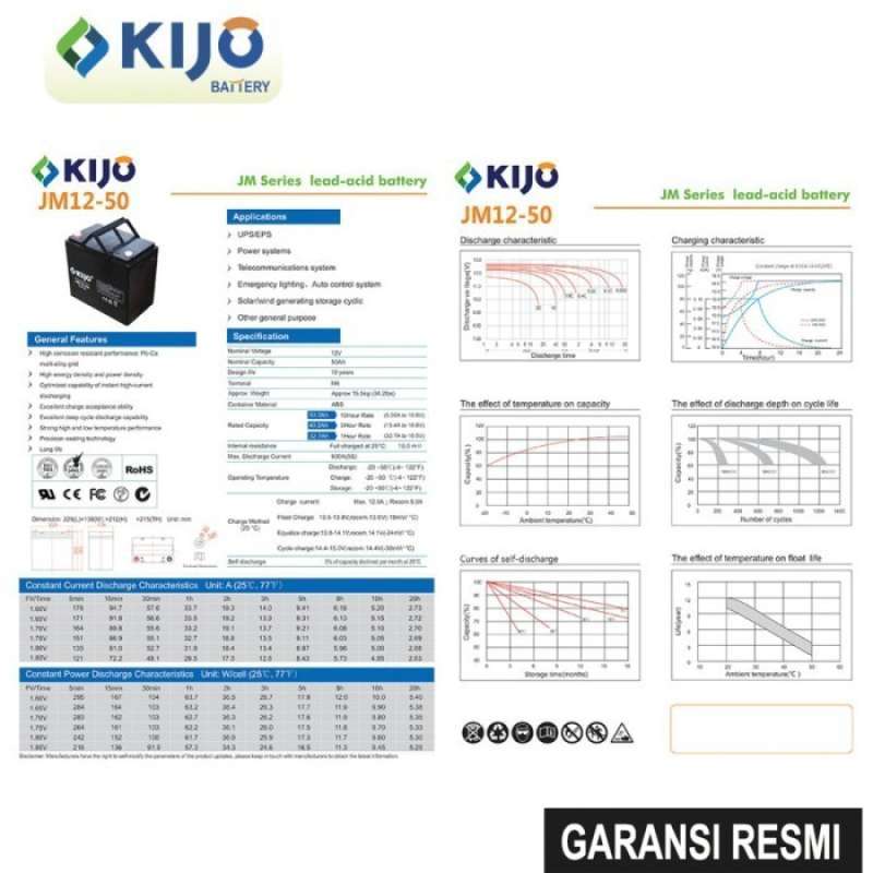 Jual Baterai Ups Vrla 12v 50ah Kijo / Battery Aki Kering 12 Volt 50 Ah ...