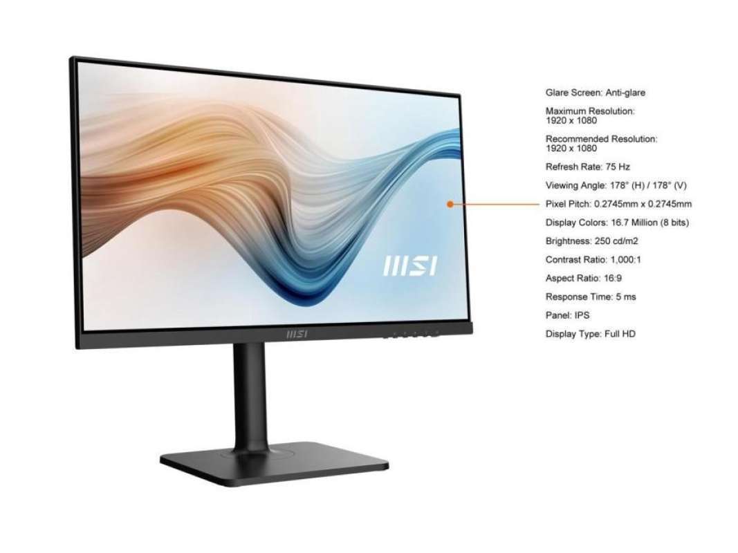 Promo Monitor Msi Modern Md241p 24 Inch Fhd Ips 75hz Usb Type-c Swivel ...