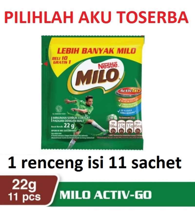 Jual Milo Renceng Activ-go Cokelat Malt 22 Gr X 11 Sachet ( Harga ...