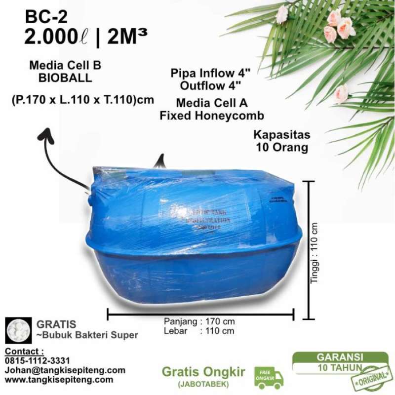 Promo Tangki Treatment BIO SEPTIC - BIOTANK BIOFIL - 2000L / 2m3 Diskon ...