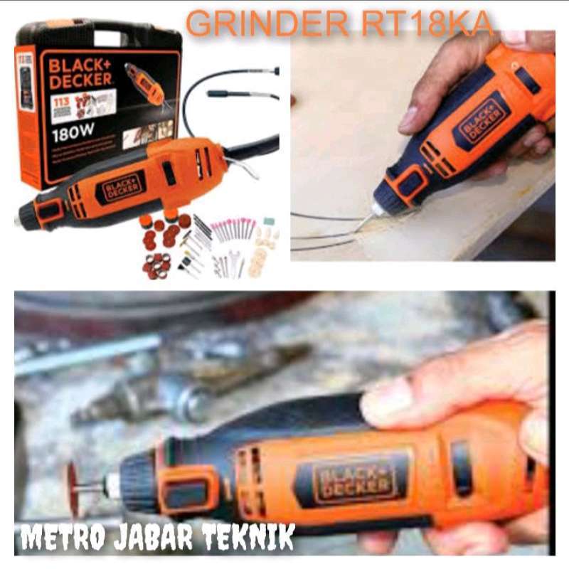 Jual Grinder Tuner Black Decker RT18KA Mini Die Grinder Rotary Tool Set RT18KA-B1 di Seller ...