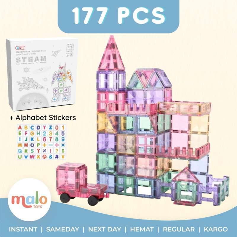 Jual MALOTOYS - MNTL Star Magnetic Tiles 177 Pcs + Alphabet Stickers ...