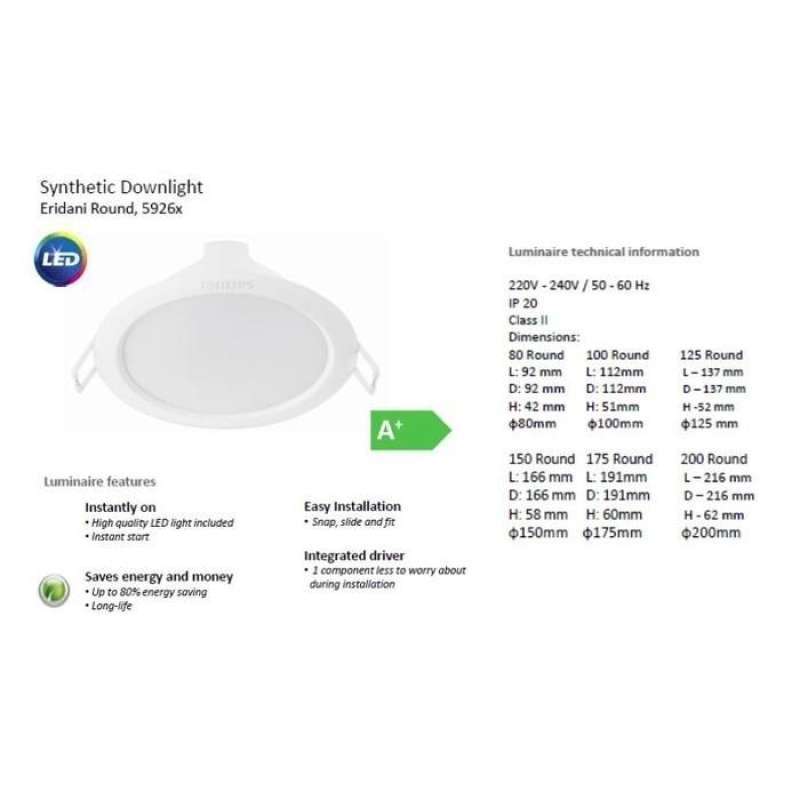 Jual Philips Downlight Led Eridani Gen1 14w 200mm 59265 (diameter Besar ...