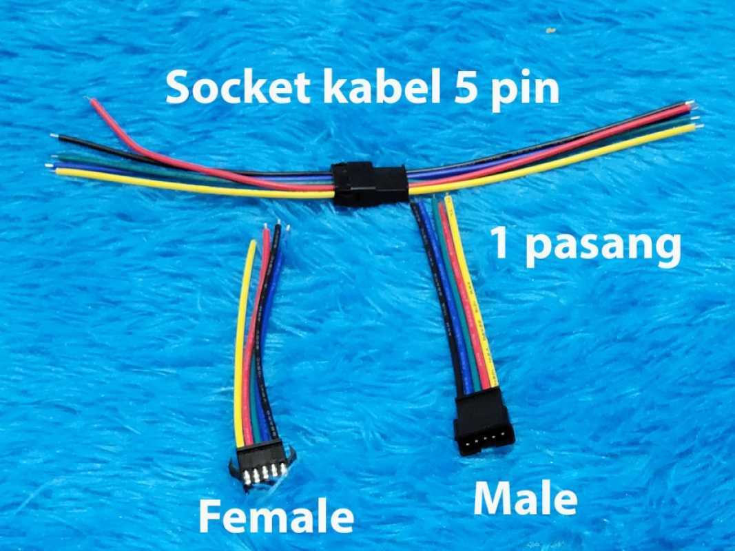 Promo Socket Kabel 5 Pin ( Male + Female ) 21cm - Sambungan Kabel ...