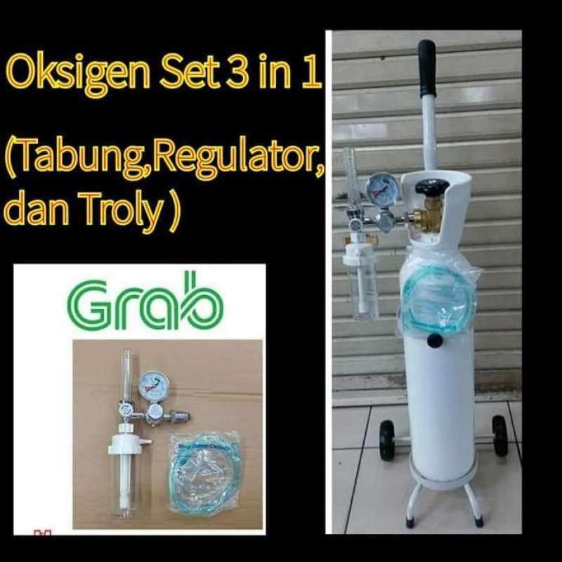 Jual Tabung Oksigen Set 3 In 1 Siap Pakai (tabung,regulator, Dan Troly ...