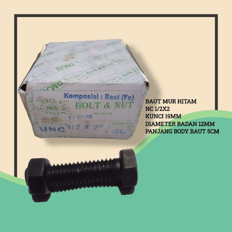 Promo Baut Kunci 19 Baut Mur Besi Hitam Panjang 5 Cm Nc 1/2 X 2 Dus 60 Pcs Diskon 42% Di Seller ...