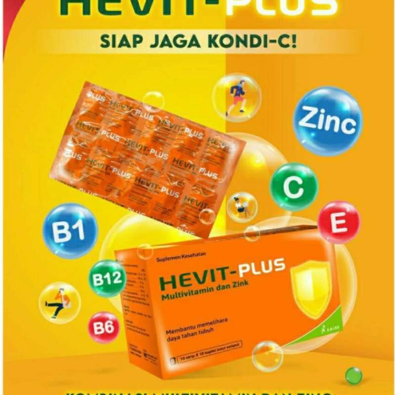 Jual Vitamin Hevit Plus Multivitamin C, B1, B6, B 12, E & Zinc 500 Mg ...