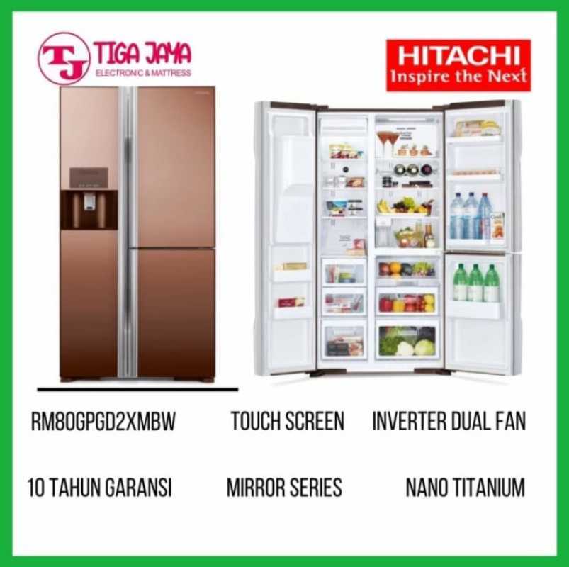 Jual HITACHI KULKAS R-M80GPGD2X MIRROR BROWN KULKAS SIDE BY SIDE ...